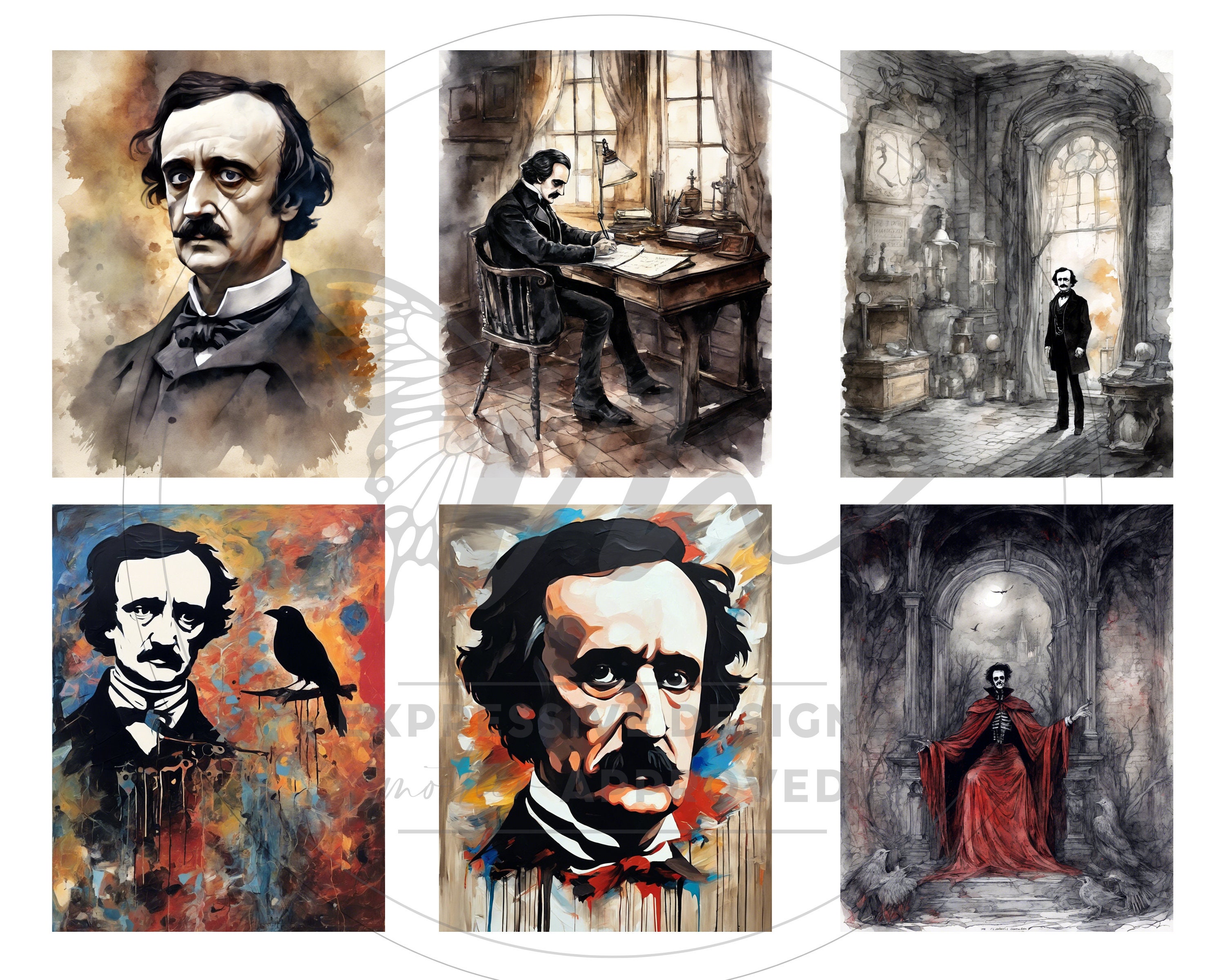 Poe Junk Journal Images, Edgar Allan Poe Images, Poe Digital Art, Poe ...