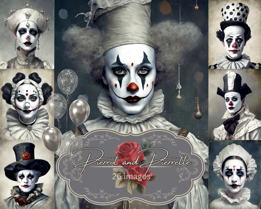 Pierrot Junk Journal Cards, Pierrot Images, French Clown Images, Junk ...