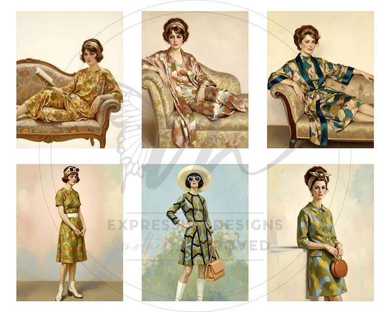 1960s Fashion Art Images, Vintage Chic Scrapbook Journal (digital ...