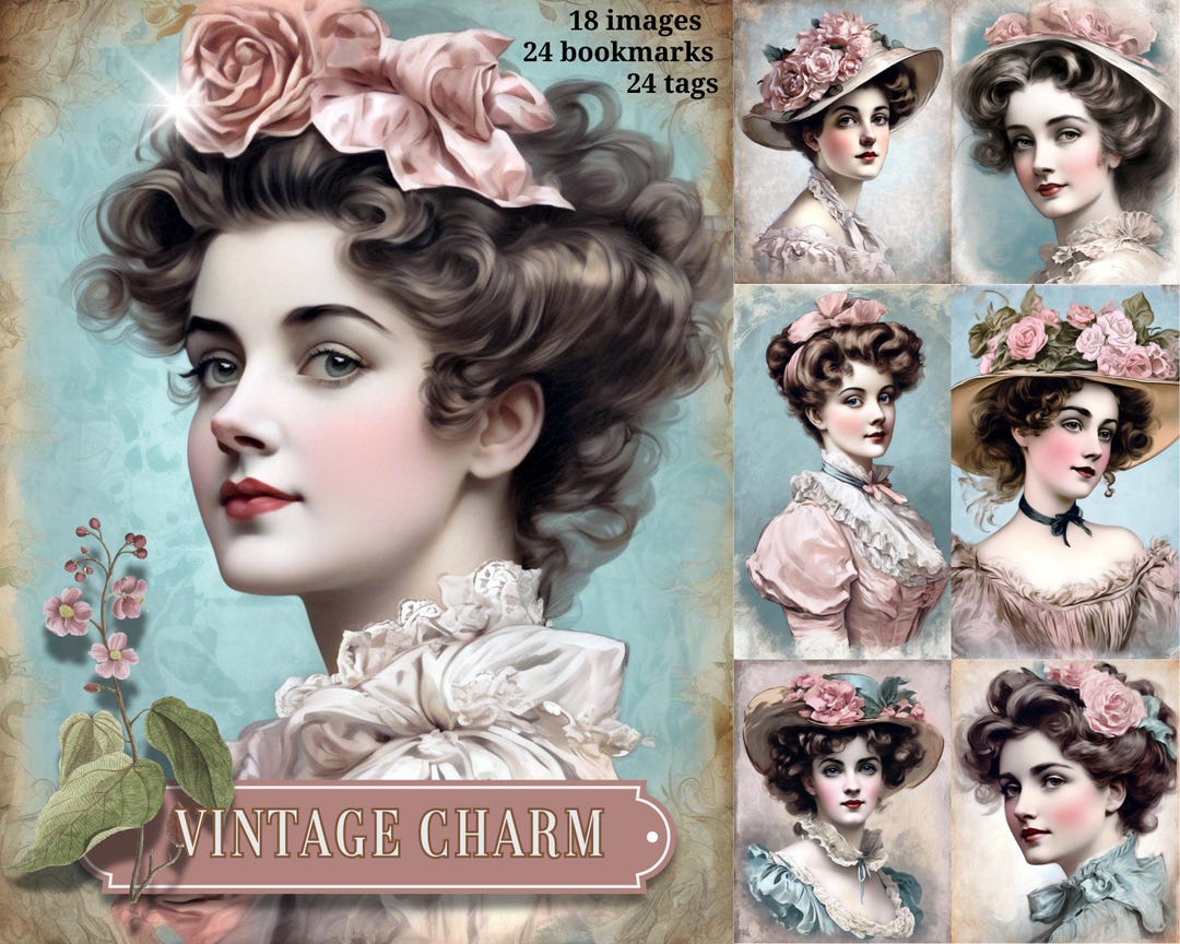 Gibson Girl Portrait Collage, Vintage Glamour Scrapbook, Vintage Women ...
