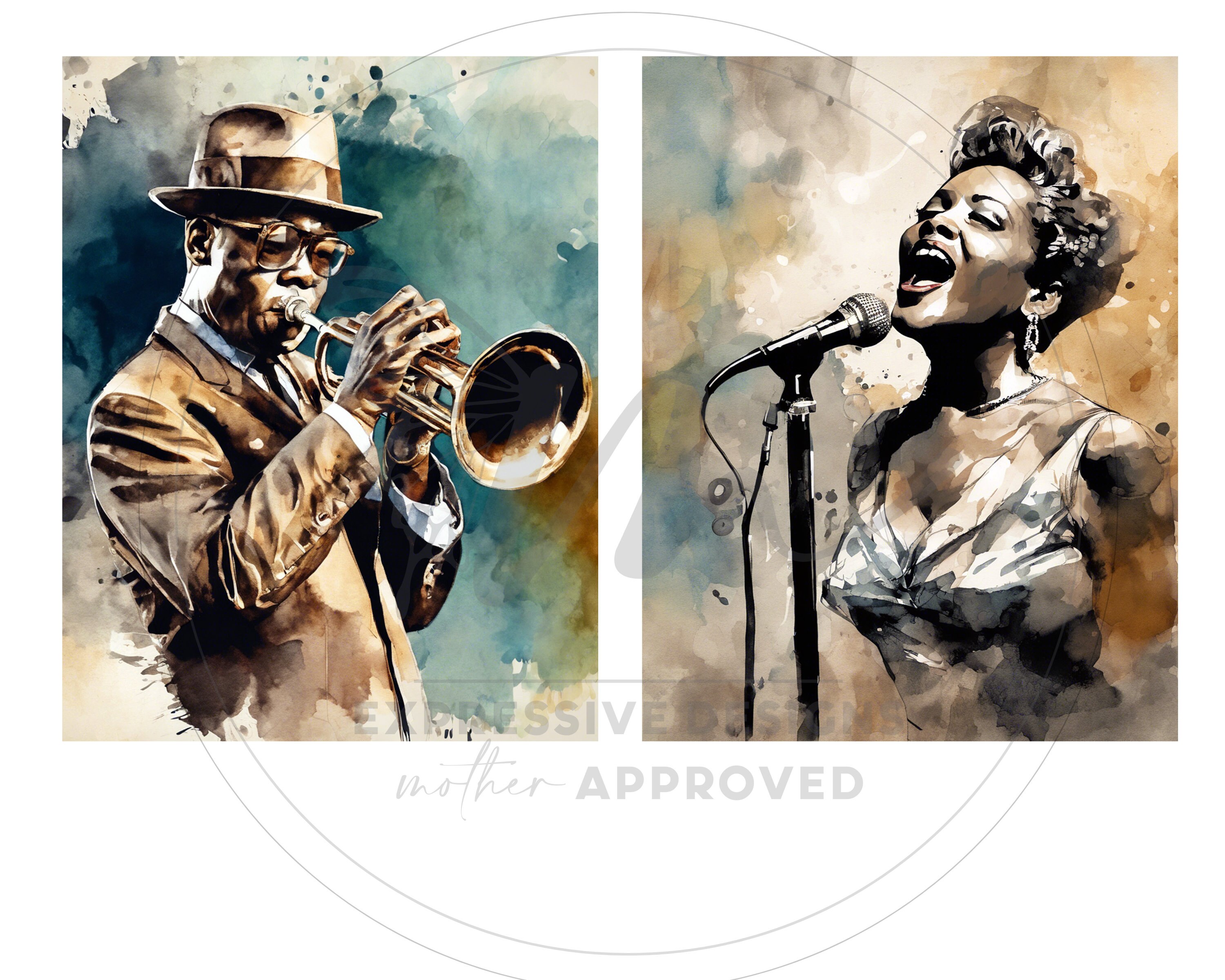 Jazz Singer Watercolor Clipart, Junk Journal Images (digital Download ...