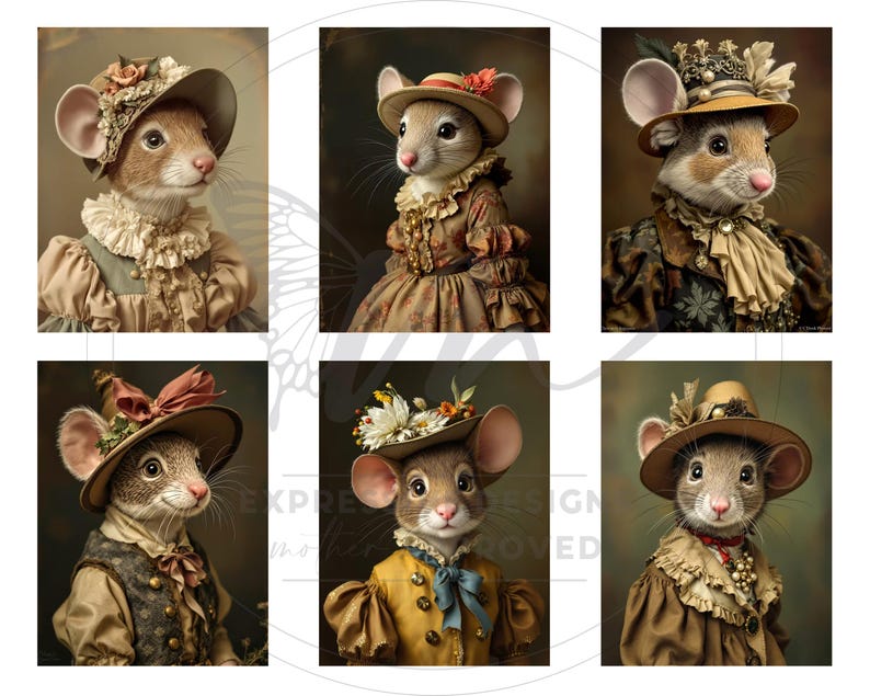 Miss Mousie Portrait Graphics, Vintage Mouse Art (digital Download) - Etsy