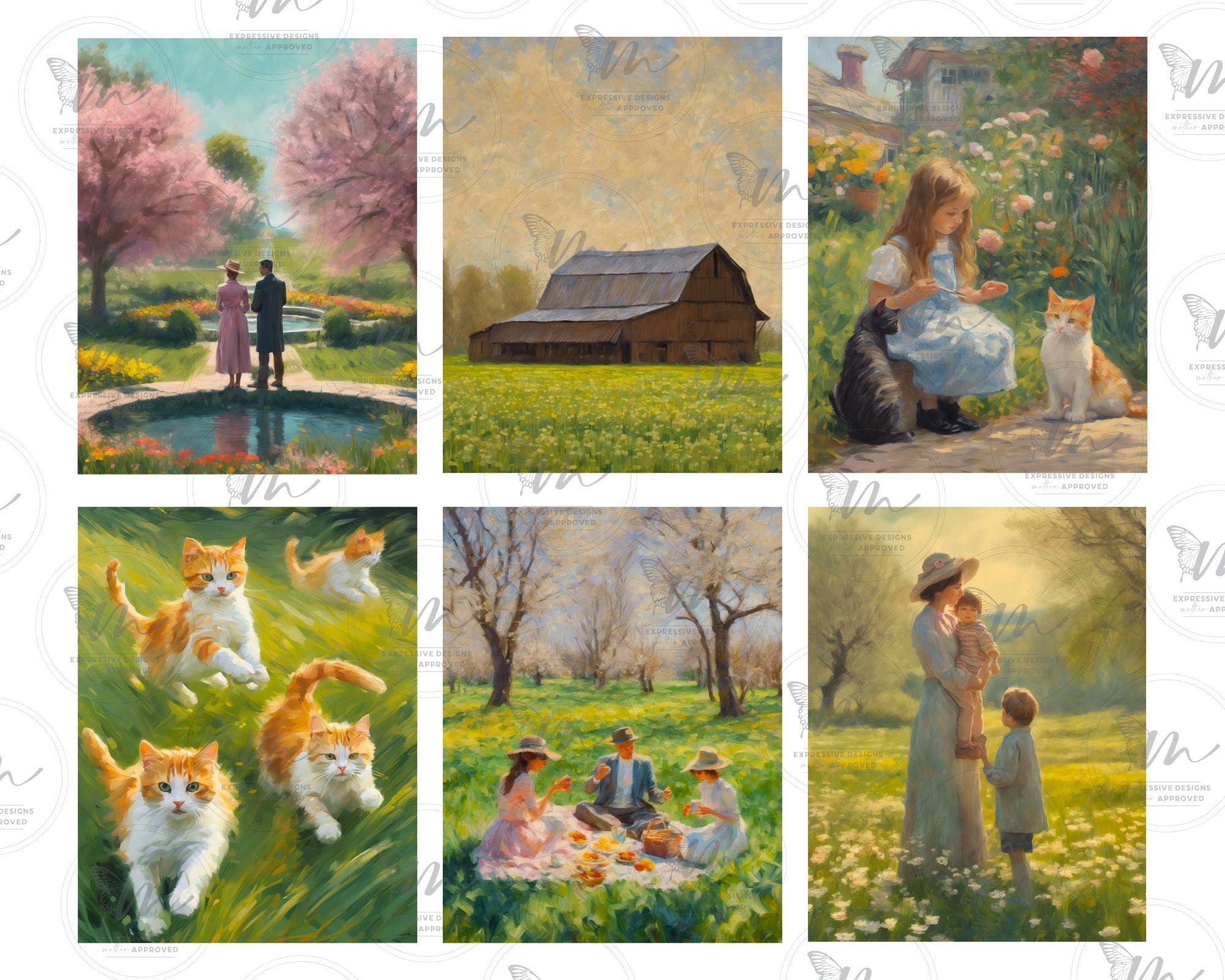 Printable Vintage Spring Images | Set of Spring Images | Country Field ...