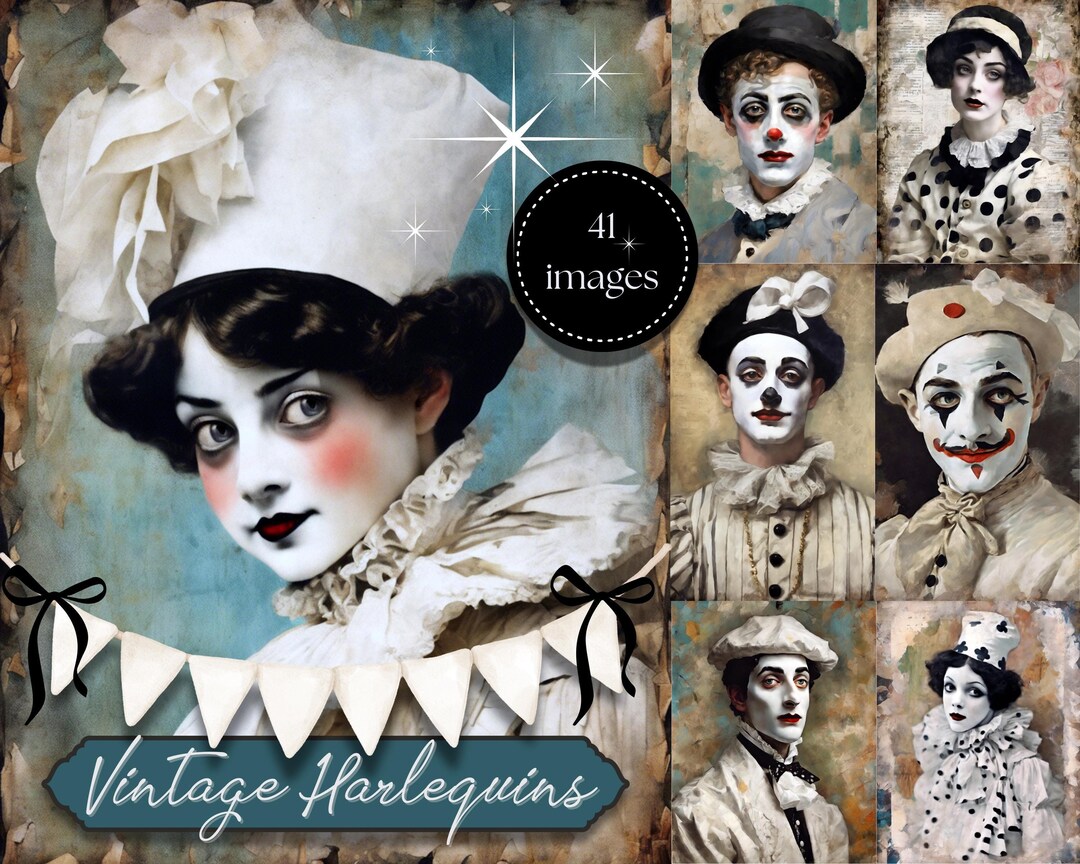 Vintage Harlequin Images, Printable Art, Junk Journal (digital Download ...