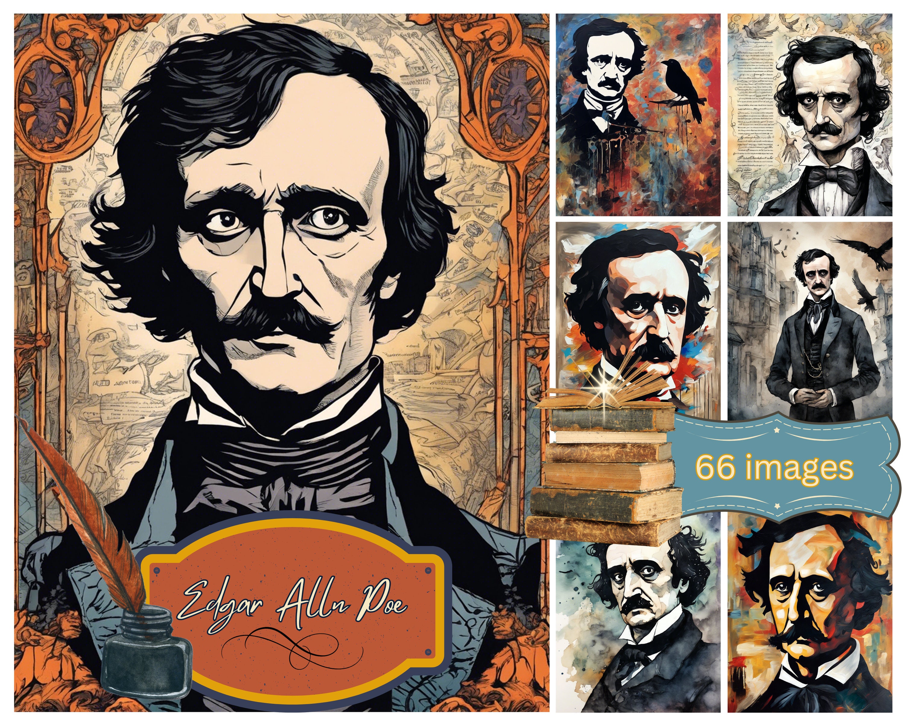Poe Junk Journal Images, Edgar Allan Poe Images, Poe Digital Art, Poe ...
