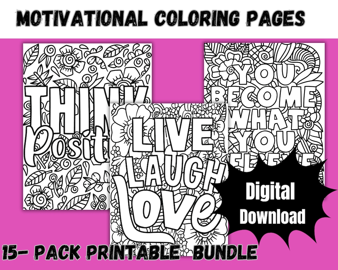 Motivational Coloring Pages for Self-carelove Yourself - Etsy