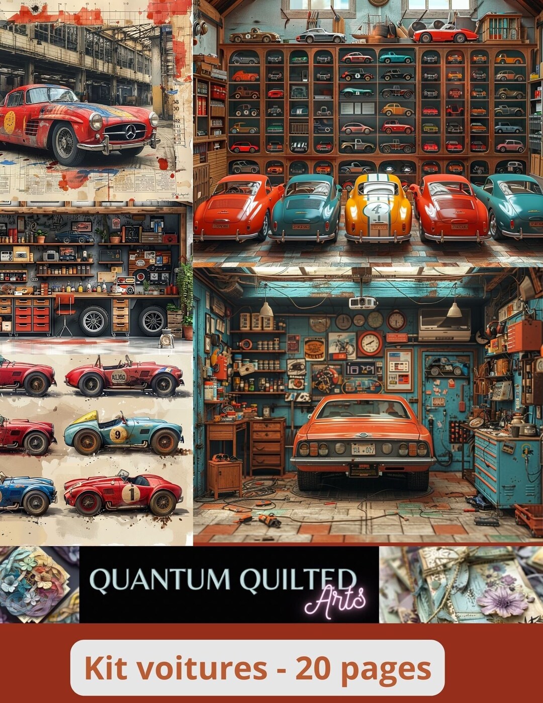 Kit 20 Sheets Car Garage Digital Scrapbooking Background, Automotive ...