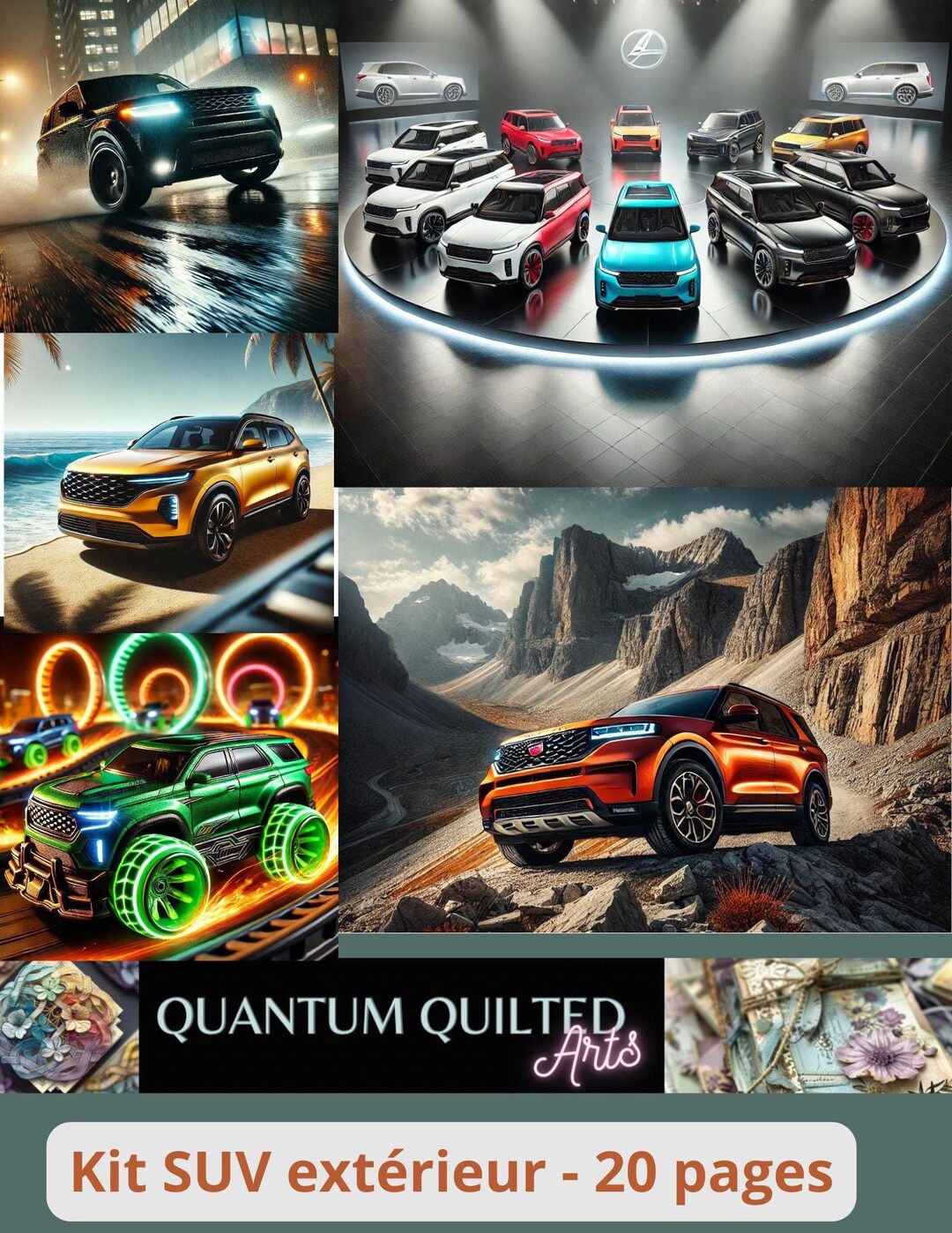 Kit 20 Sheets Car SUV Digital Scrapbooking Background, Automotive ...