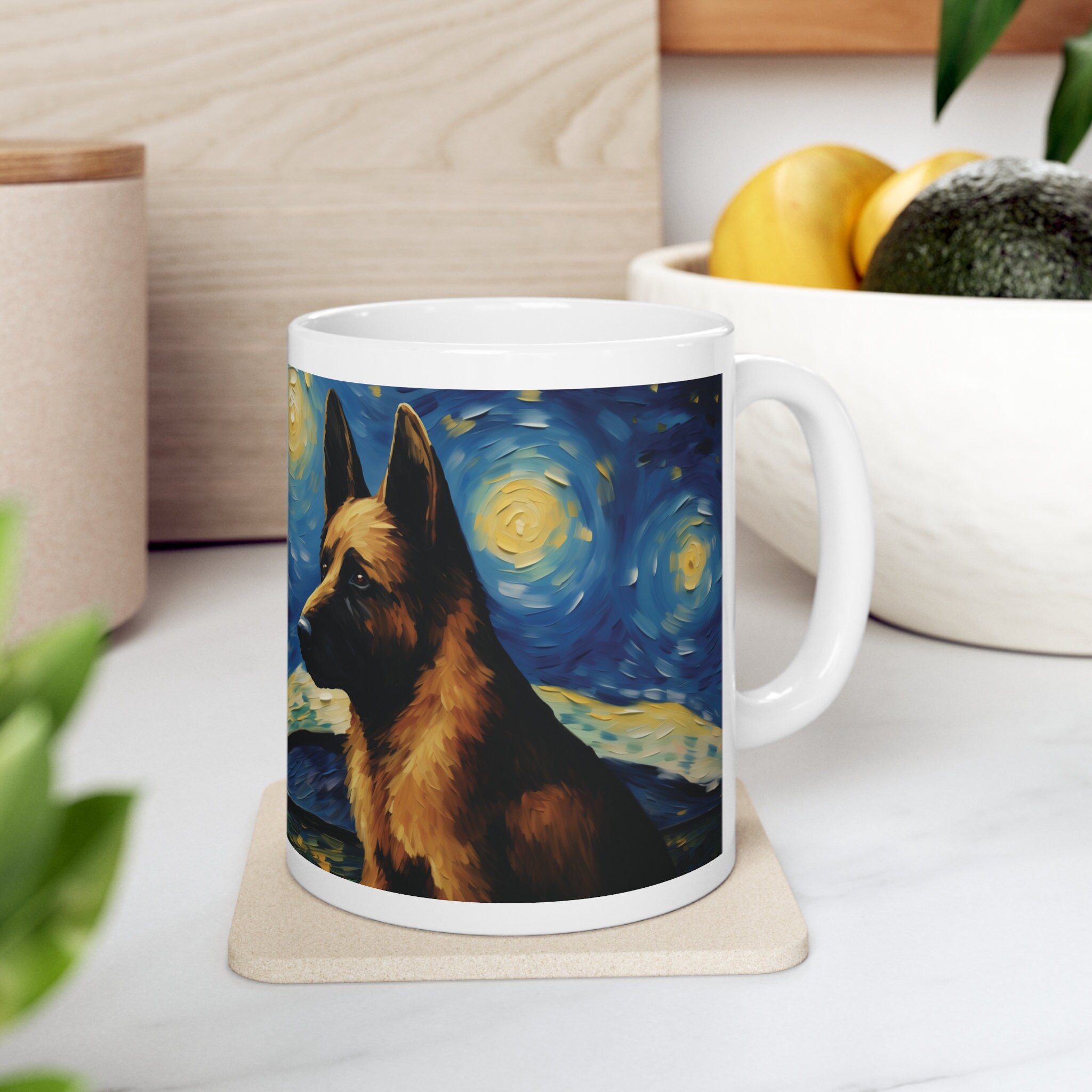 Starry Night German Shepherd Theme Ceramic Mug Unique Gift for Dog ...