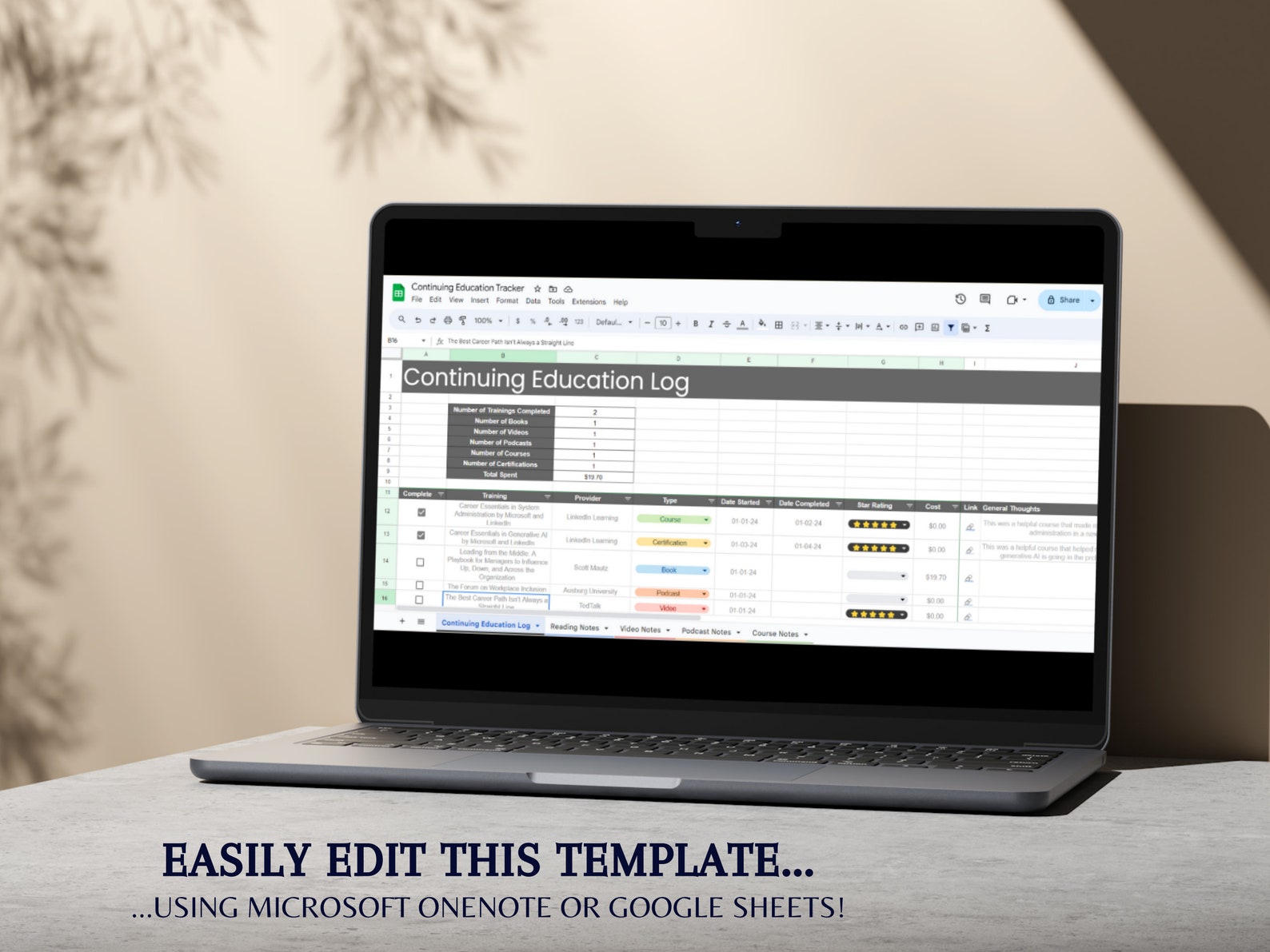 Complete Continuing Education Tracker for Professional Development Easy ...