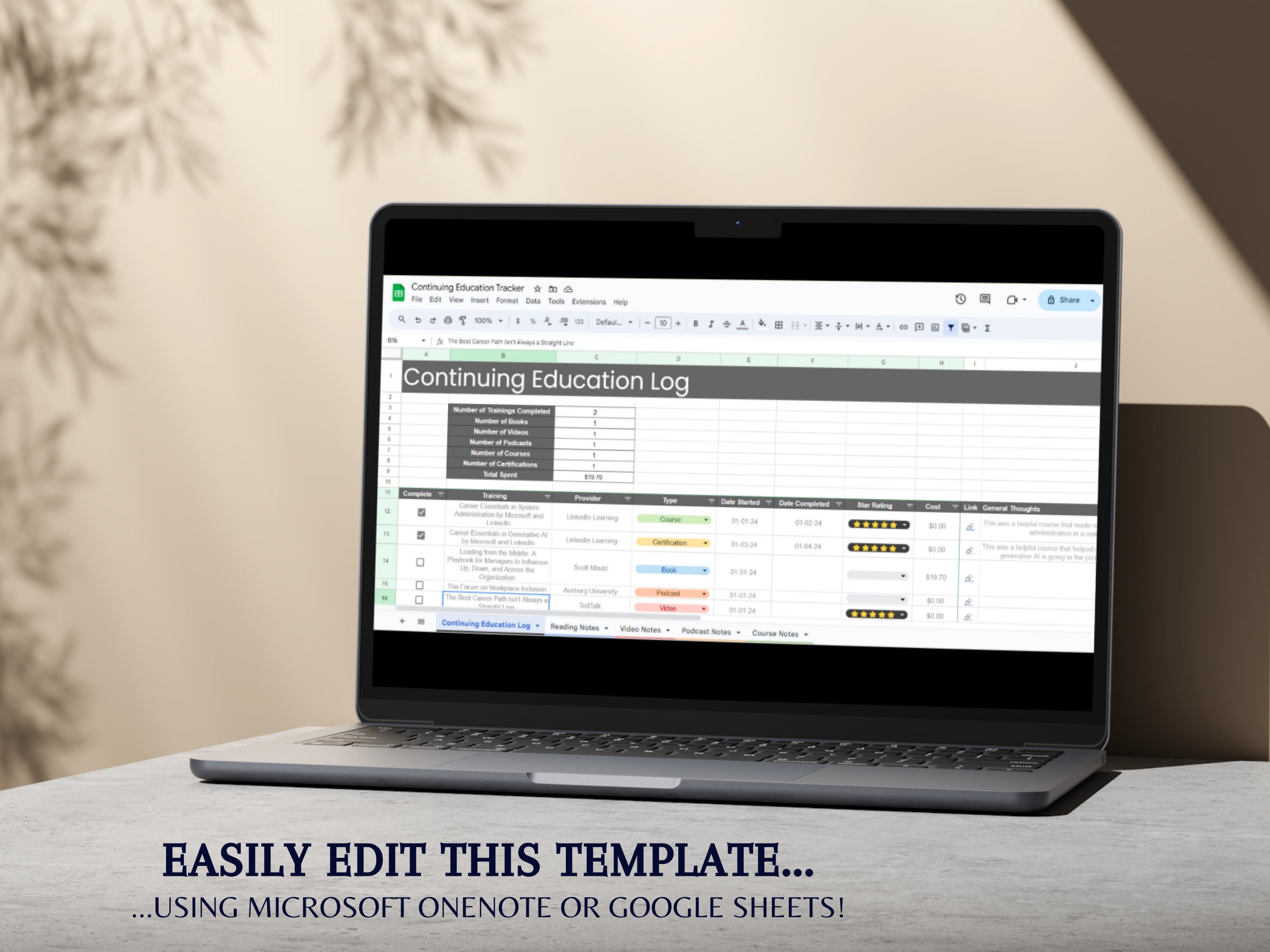 Complete Continuing Education Tracker for Professional Development Easy ...