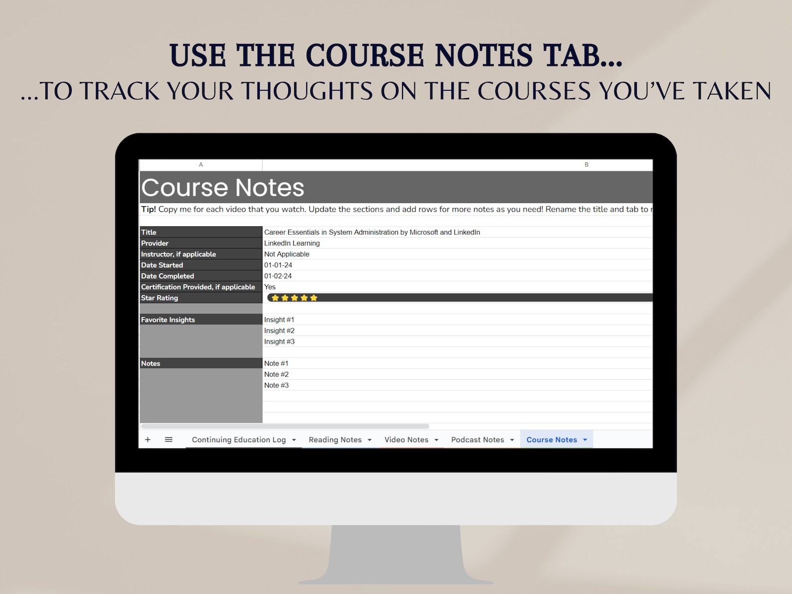 Complete Continuing Education Tracker for Professional Development Easy ...