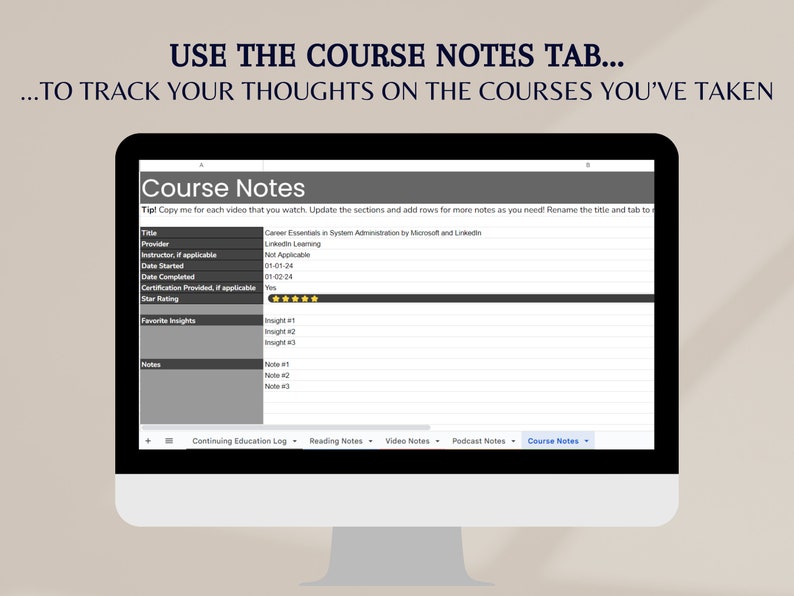Complete Continuing Education Tracker for Professional Development Easy ...