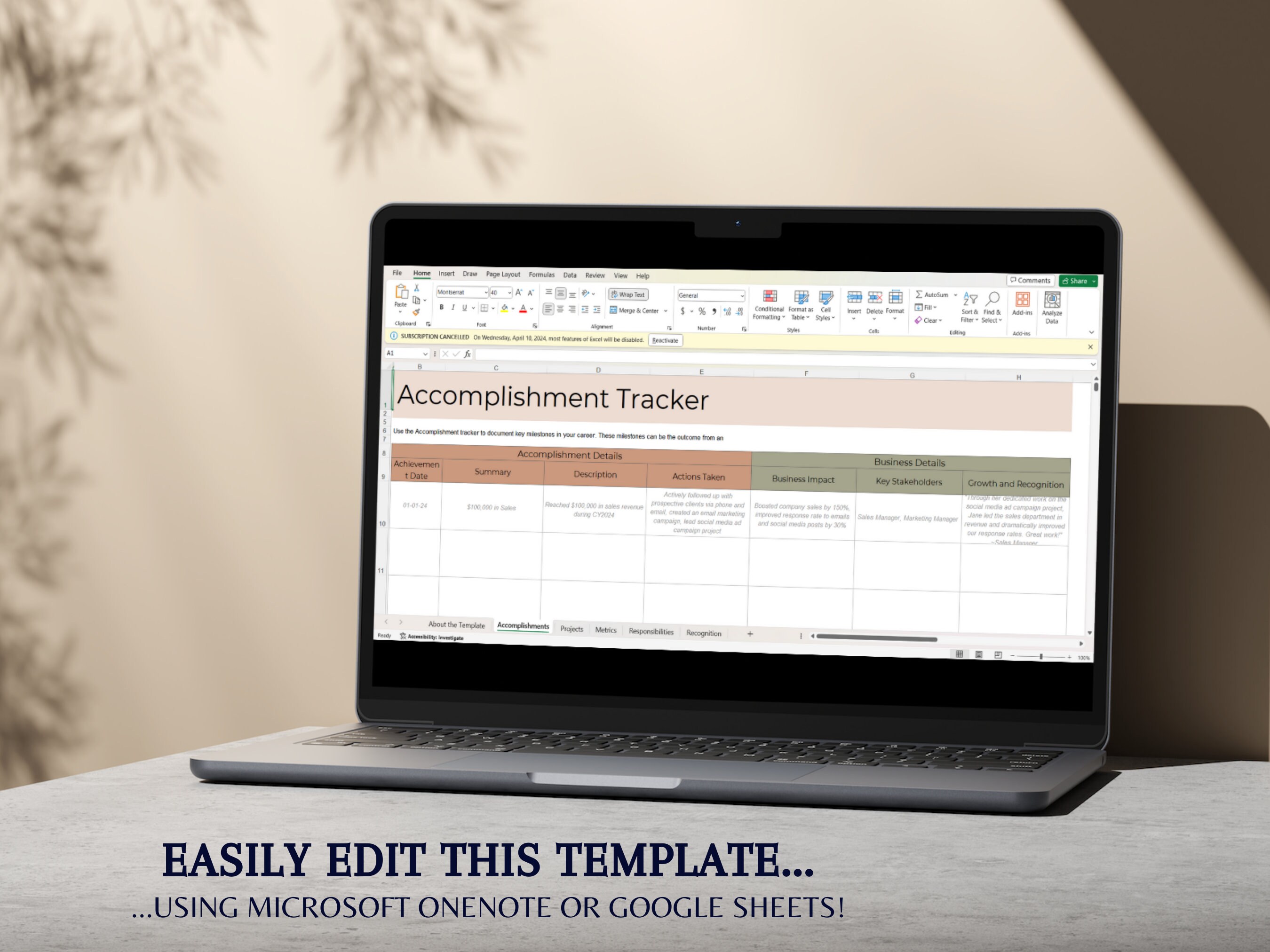 Brag Book Spreadsheet: Career Accomplishment Tracker (google Sheets ...