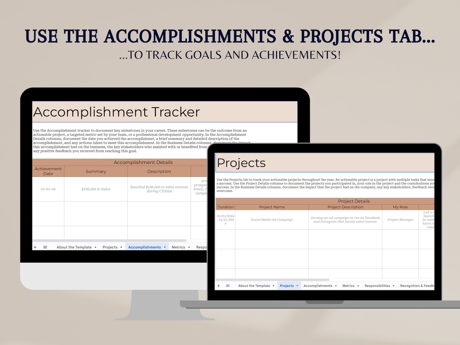 Brag Book Spreadsheet: Career Accomplishment Tracker (google Sheets ...