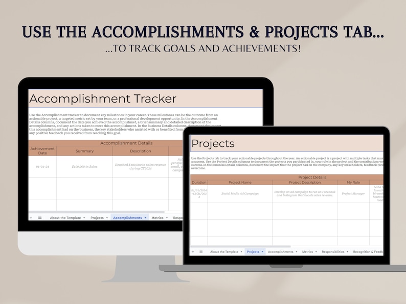 Brag Book Spreadsheet: Career Accomplishment Tracker (google Sheets ...