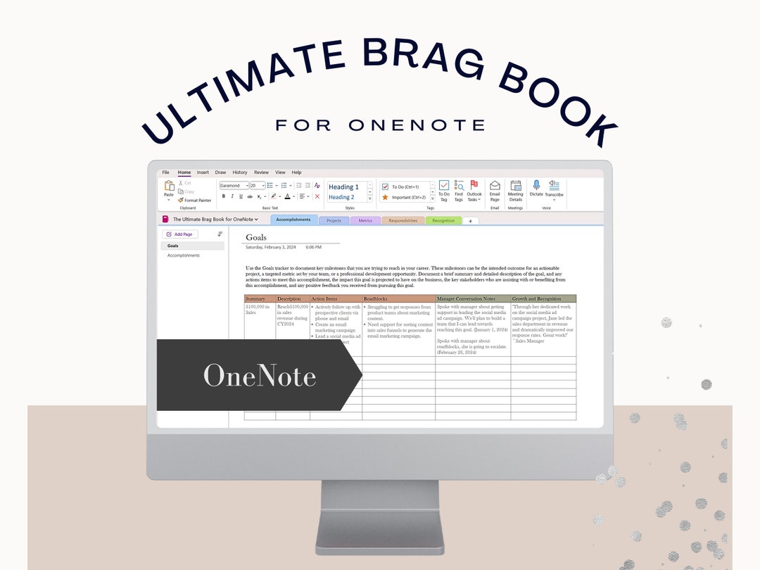 Onenote Brag Book Template: Career Accomplishment Tracker (digital ...
