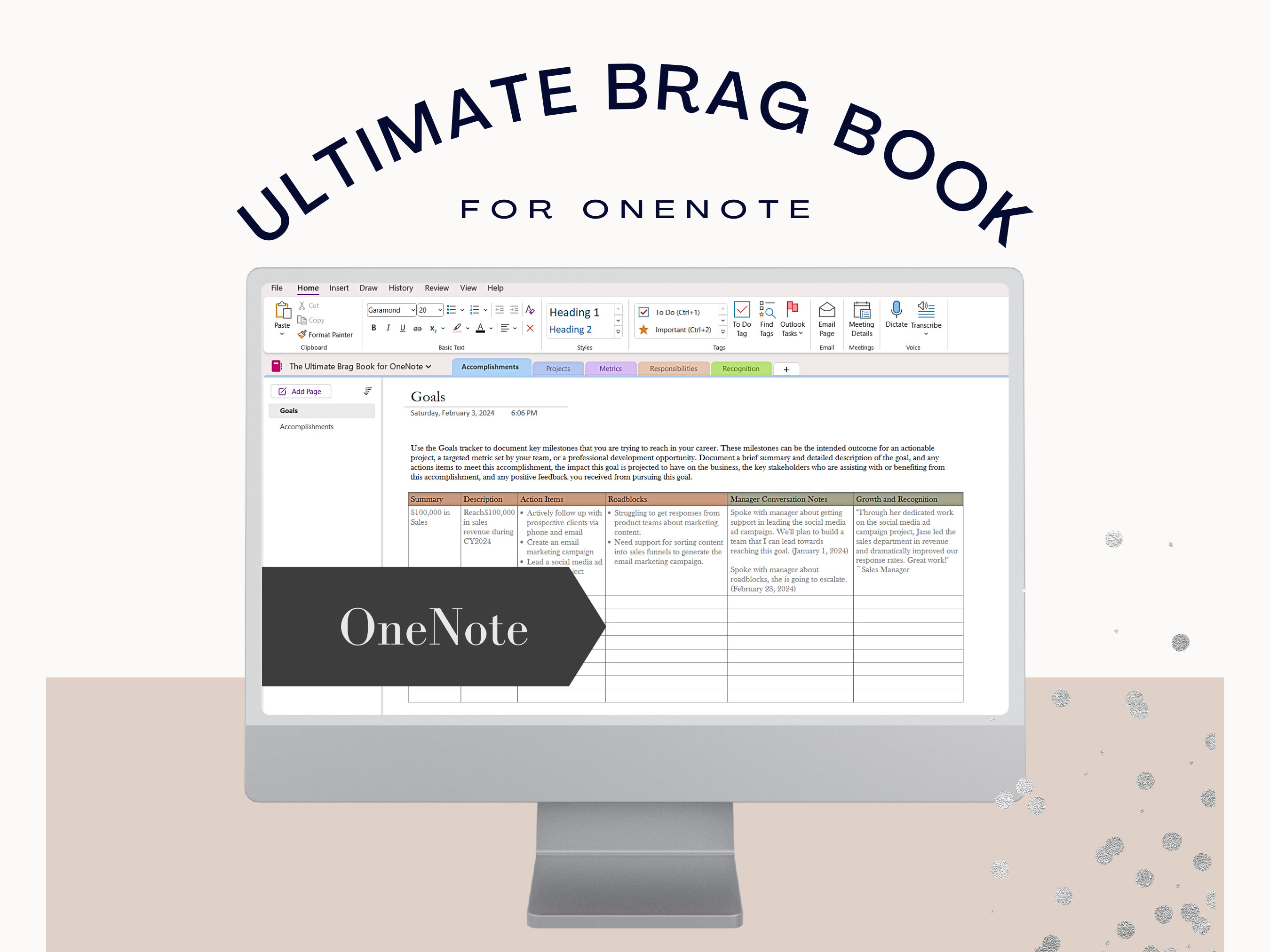 Onenote Brag Book Template: Career Accomplishment Tracker (digital ...