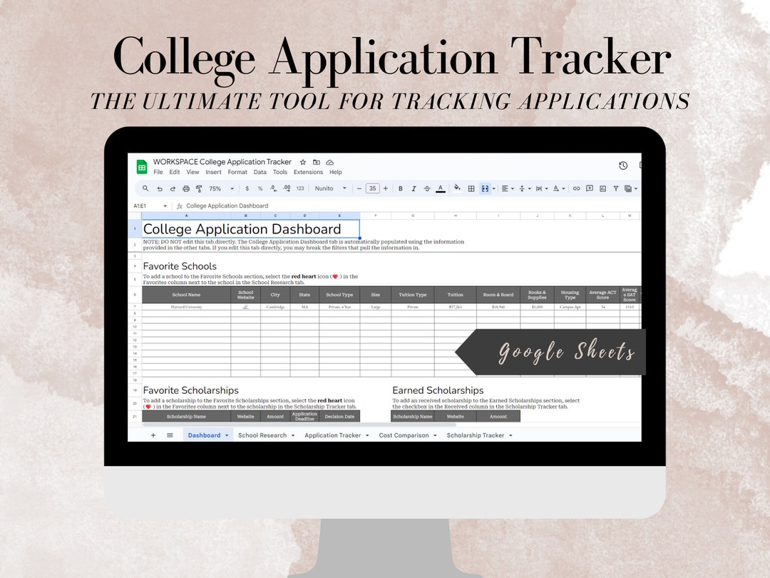 College Application Tracker: Research & Cost Comparison (google Sheets) - Etsy
