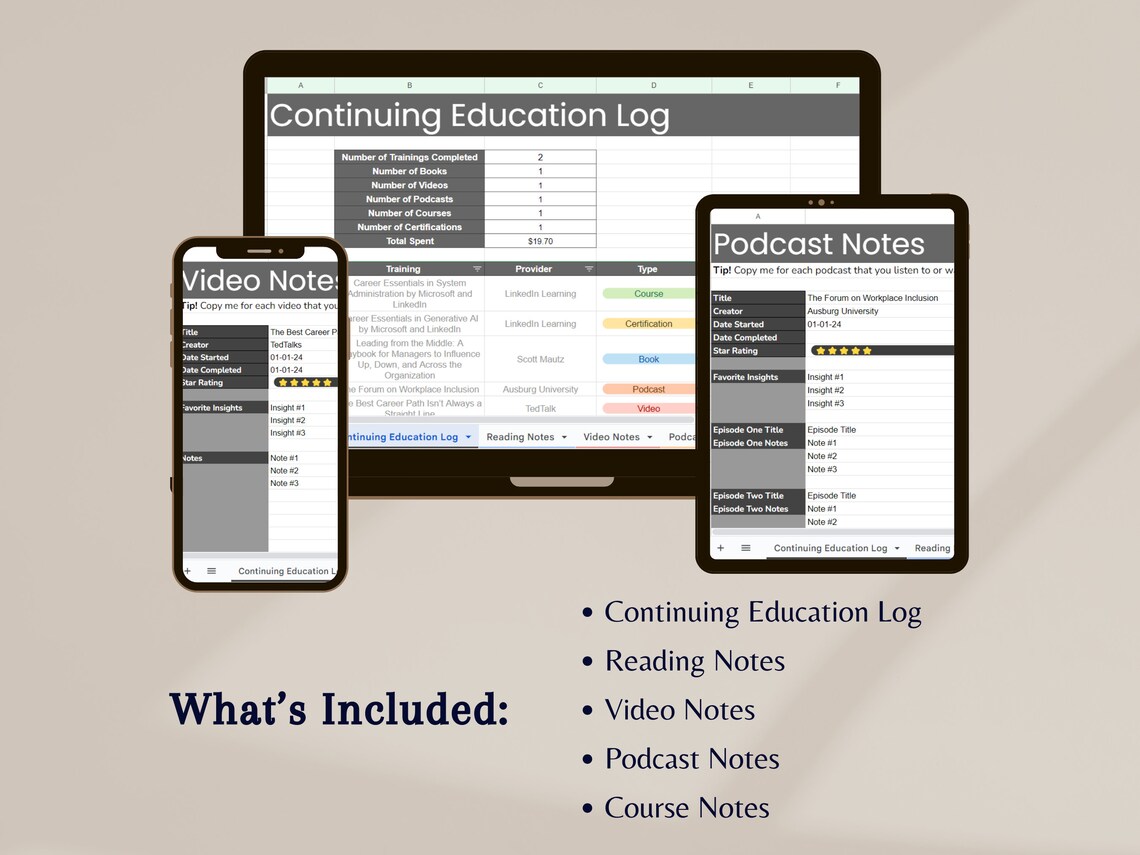 Complete Continuing Education Tracker for Professional Development Easy ...