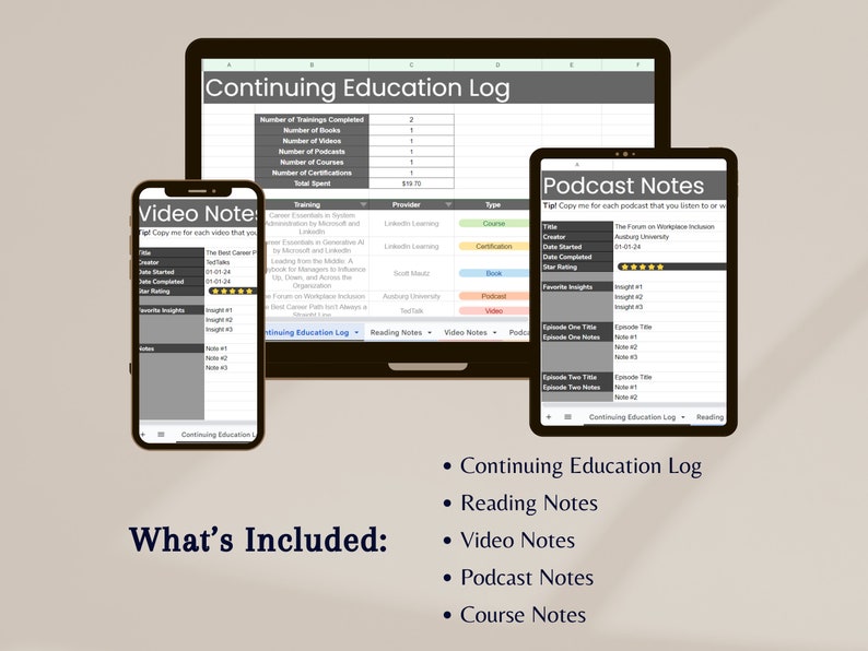 Complete Continuing Education Tracker for Professional Development Easy ...