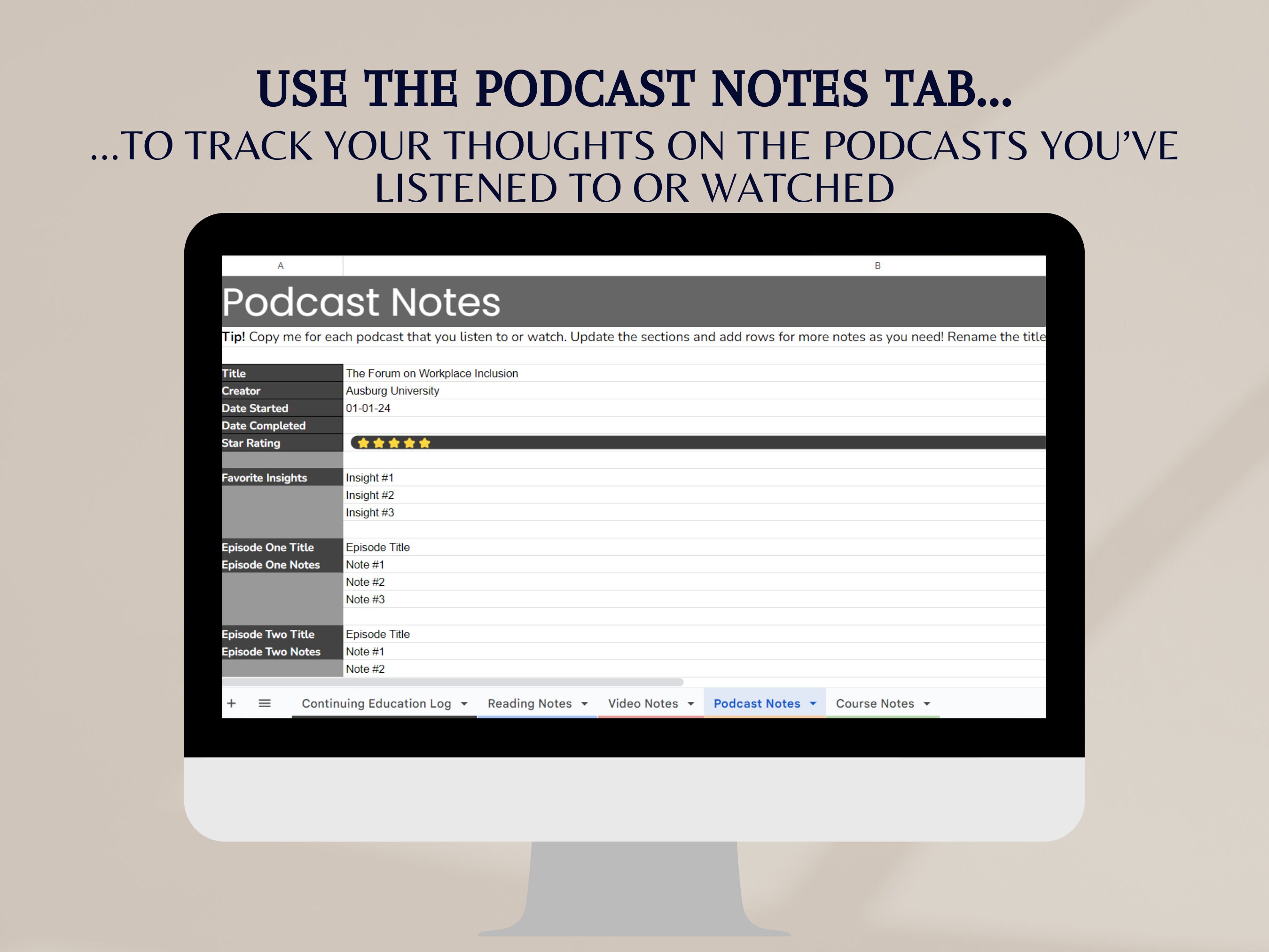 Complete Continuing Education Tracker for Professional Development Easy ...