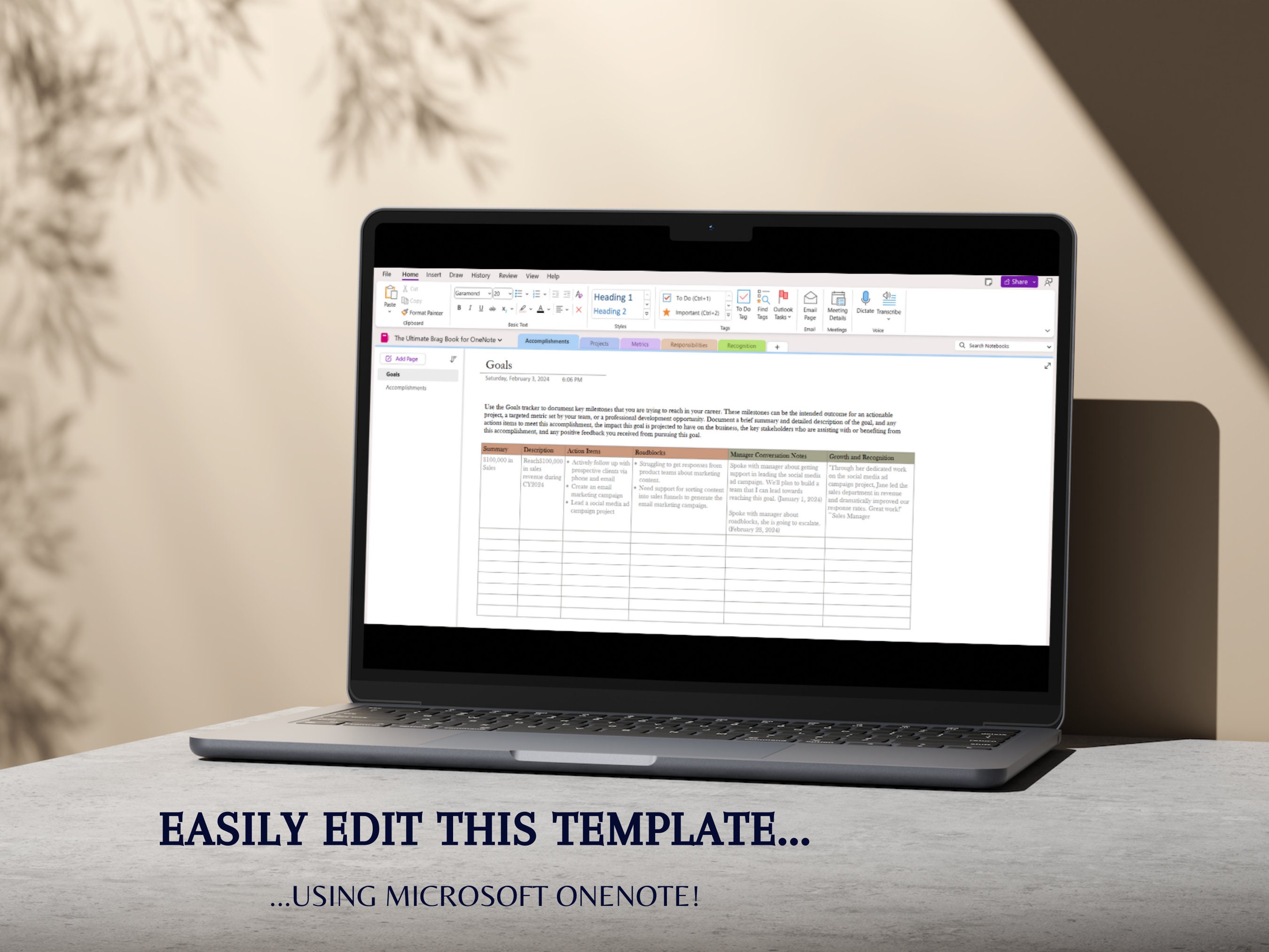Onenote Brag Book Template: Career Accomplishment Tracker (digital ...
