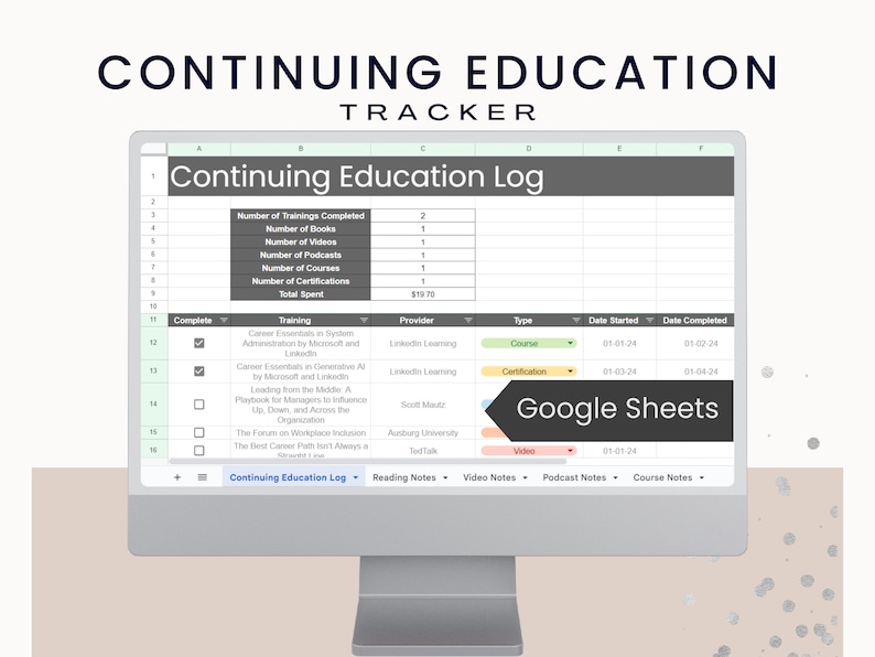 Complete Continuing Education Tracker for Professional Development Easy ...