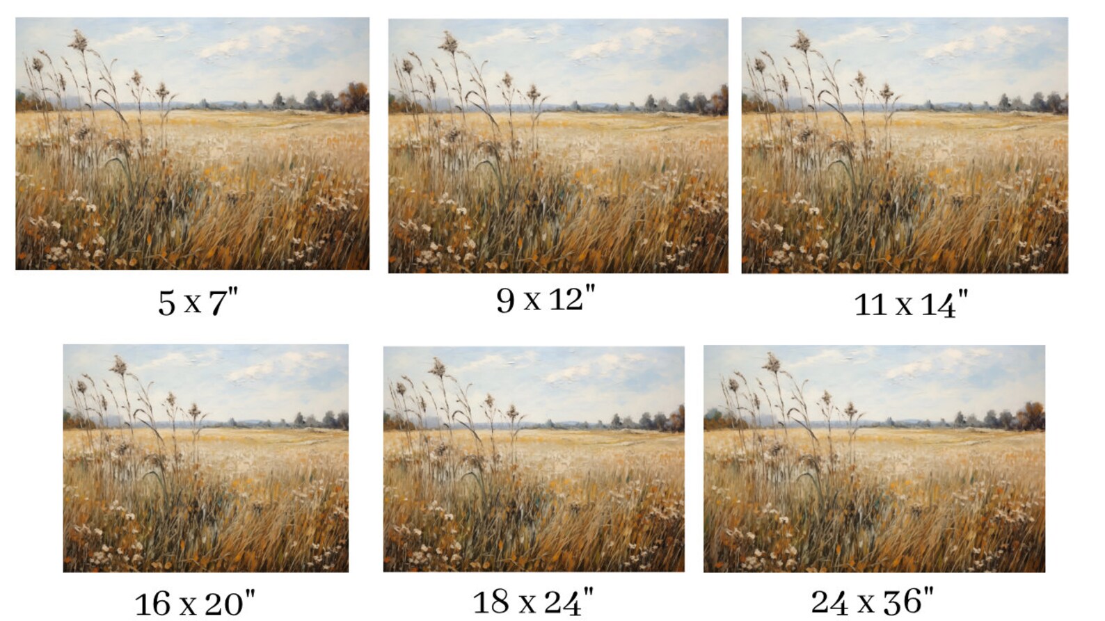 Rustic Grass Meadow Digital Oil Painting | Grasses and the Earthy Tones ...