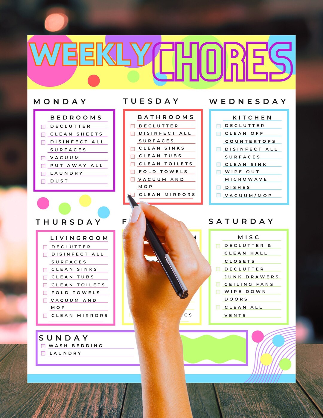 Weekly Chore List, Weekly Chores, Cleaning Chart, Clean House ...