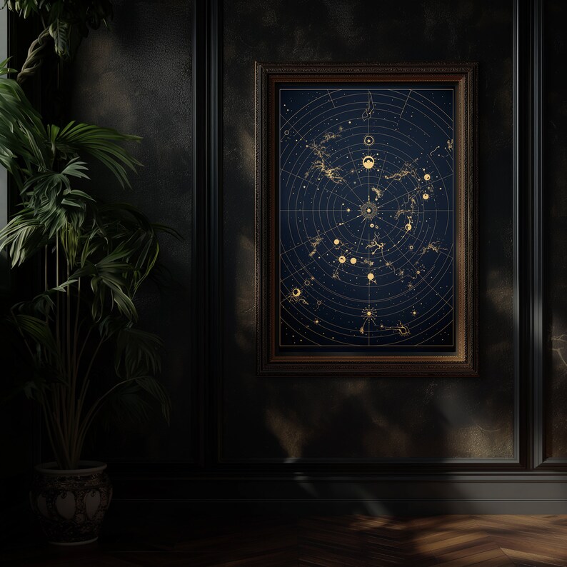 Old Chinese Star Map Print, Instant Download Chinesse Map of the Sky ...