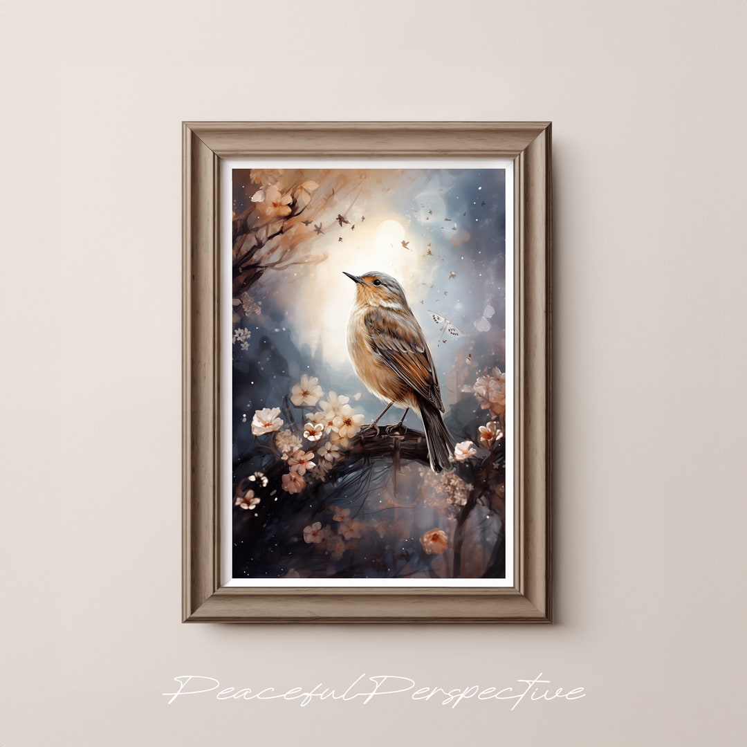 Spring Bird Printable Wall Art Print, Digital Instant Download Living ...