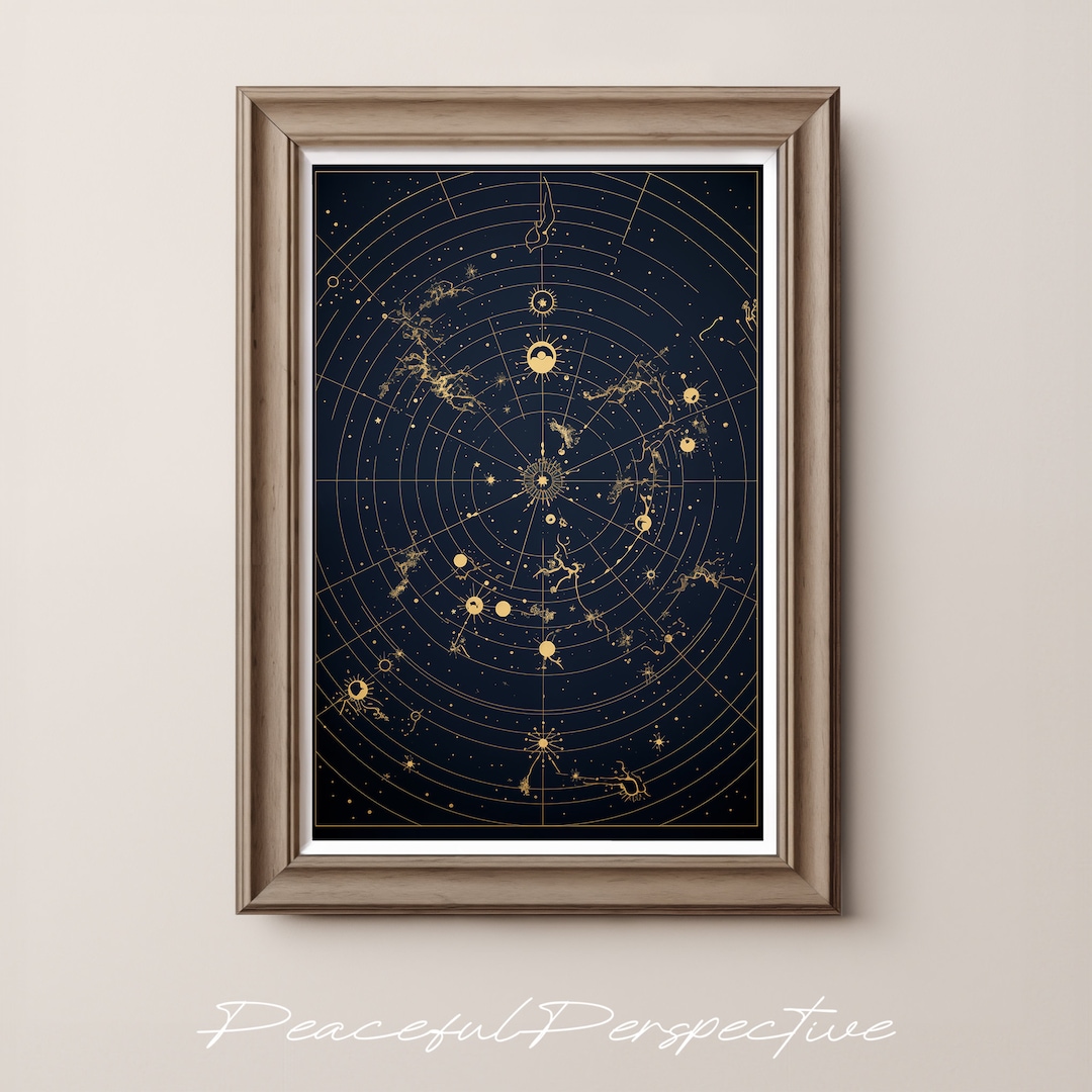 Old Chinese Star Map Print, Instant Download Chinesse Map of the Sky ...