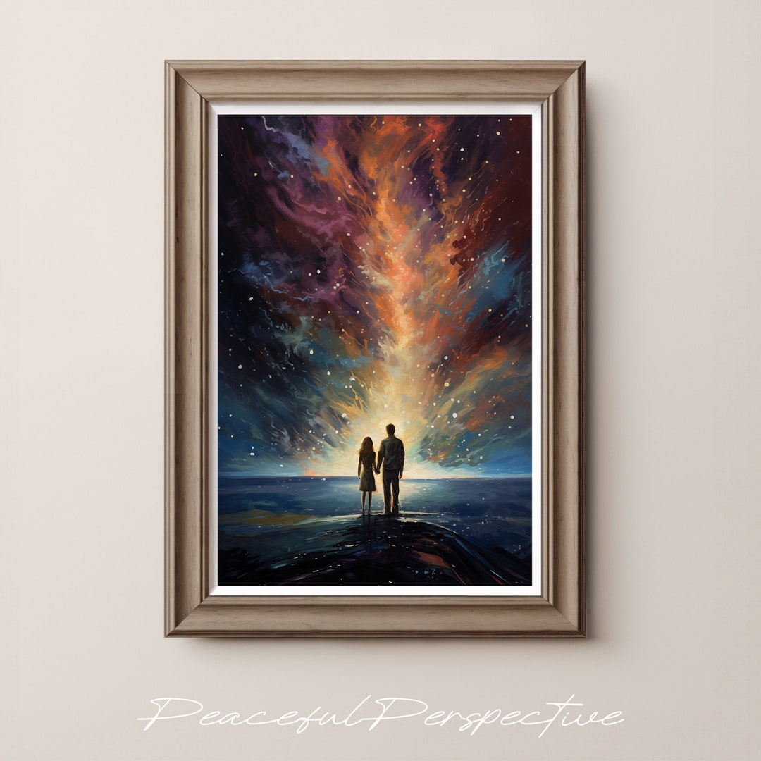 Celestial Love Digital Print, Instant Download Starry Night, Couple ...