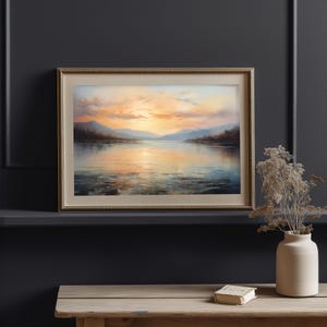 Sunset Over the Lake Art Print, Instant Download, Printable Oil ...