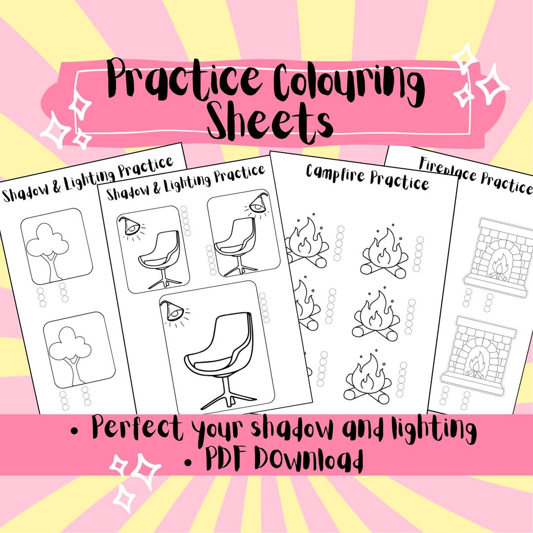 Colouring Practice Sheet, Practice Shadow and Lighting, Colouring Page ...