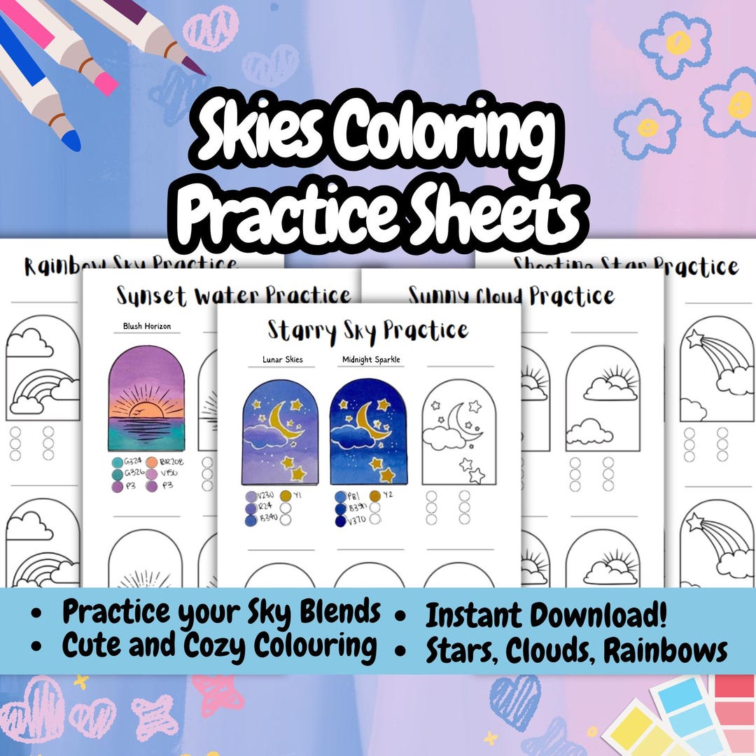 Printable Sky Blending Templates: Enhance Your Pastel Skies and Night ...