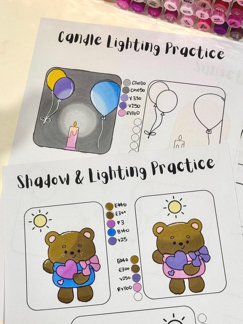 Colouring Practice Sheet, Practice Shadow and Lighting, Colouring Page ...