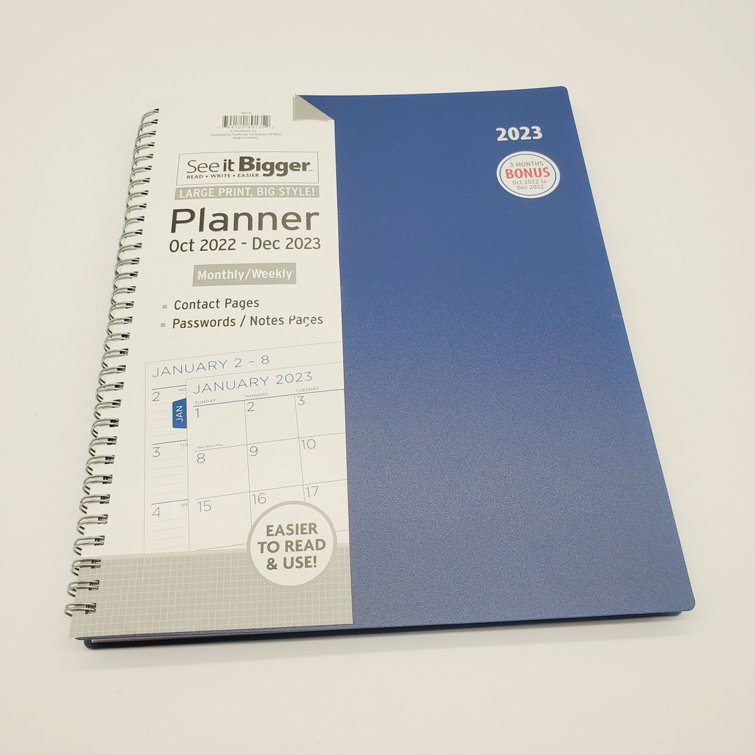 October 2022-december 2023 See It Bigger Planner/organizer Blue Hard ...