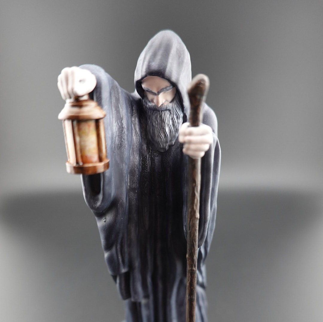 Hand-painted Hermit Figure - Unique Resin Decor - Artistic Mythical ...