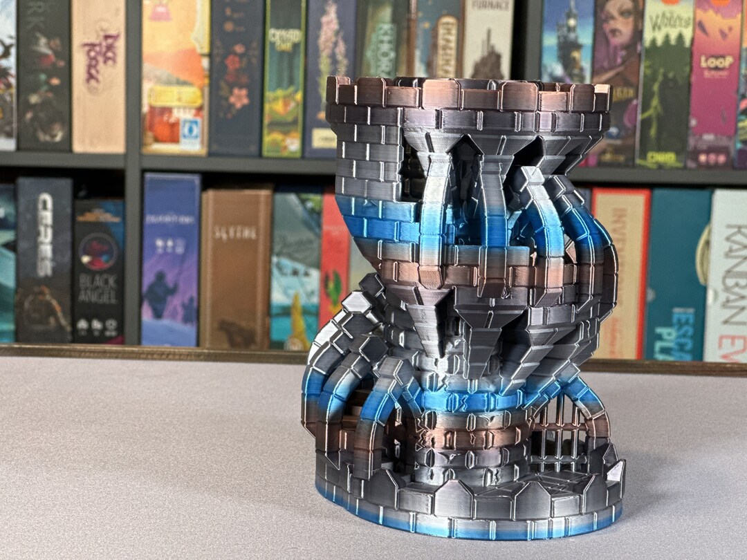 Battlement Dice Tower With Storage: Unique Spiral Staircase Design for ...