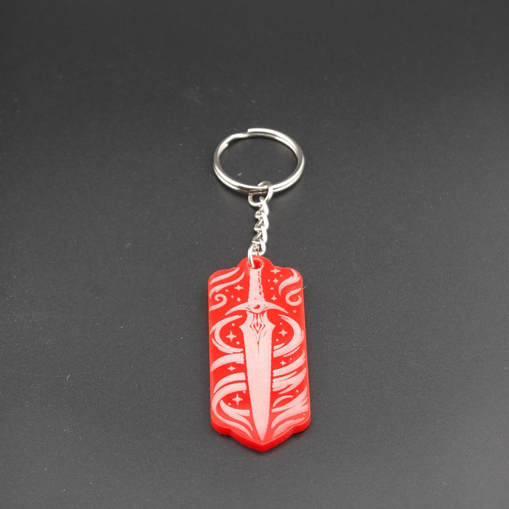 Dagger Keychain With Magical Swirls Engraved Acrylic Fantasy Keyring ...