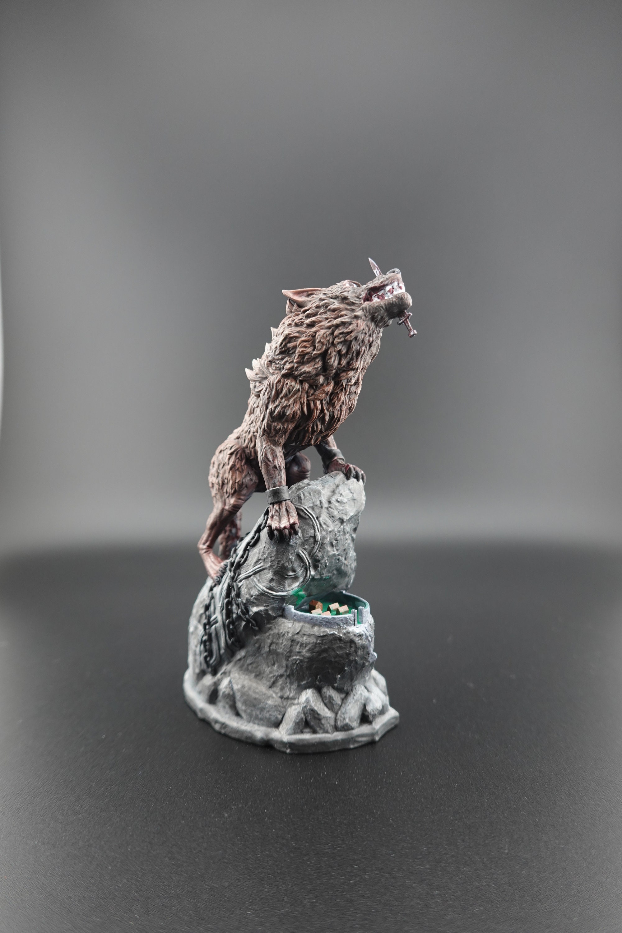 Hand-painted Fenrir Wolf Figure Norse Mythology Resin Sculpture Viking ...