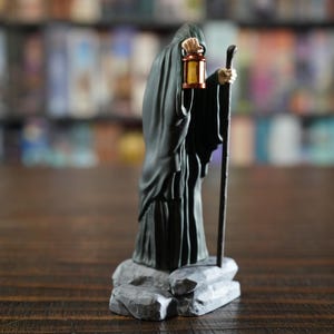 Hand-painted Hermit Figure - Unique Resin Sculpture With Staff Lantern ...