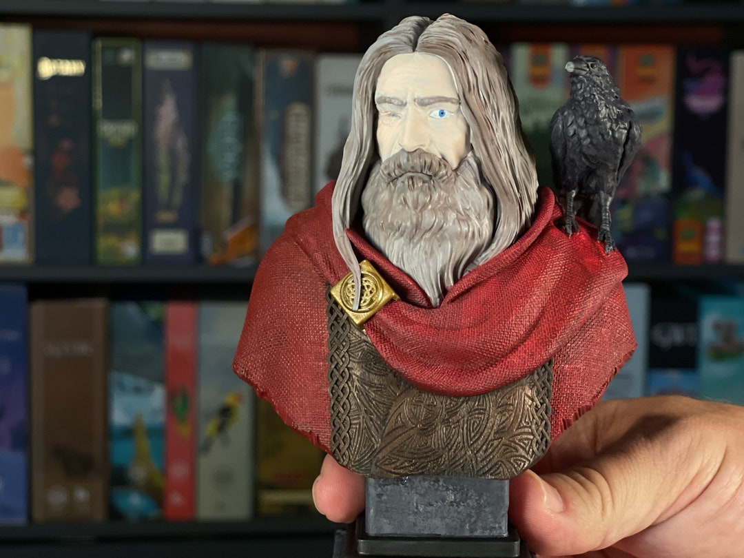 Odin Bust: Hand-painted 3D Resin Printed Sculpture Featuring Odin With ...
