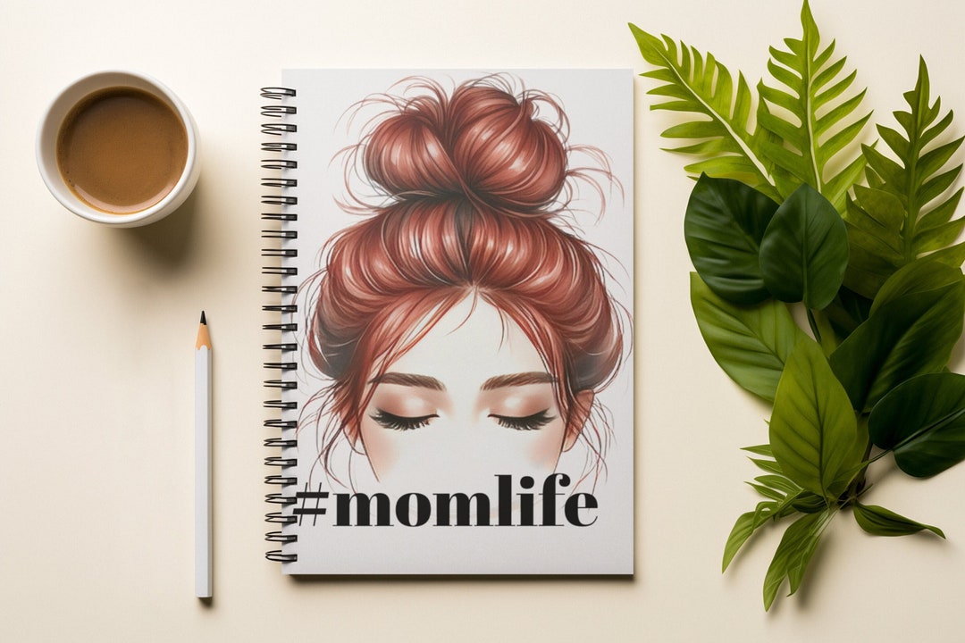 Personalized Moms Life Lined Spiral Bound Notebook Messy Bun Writing ...