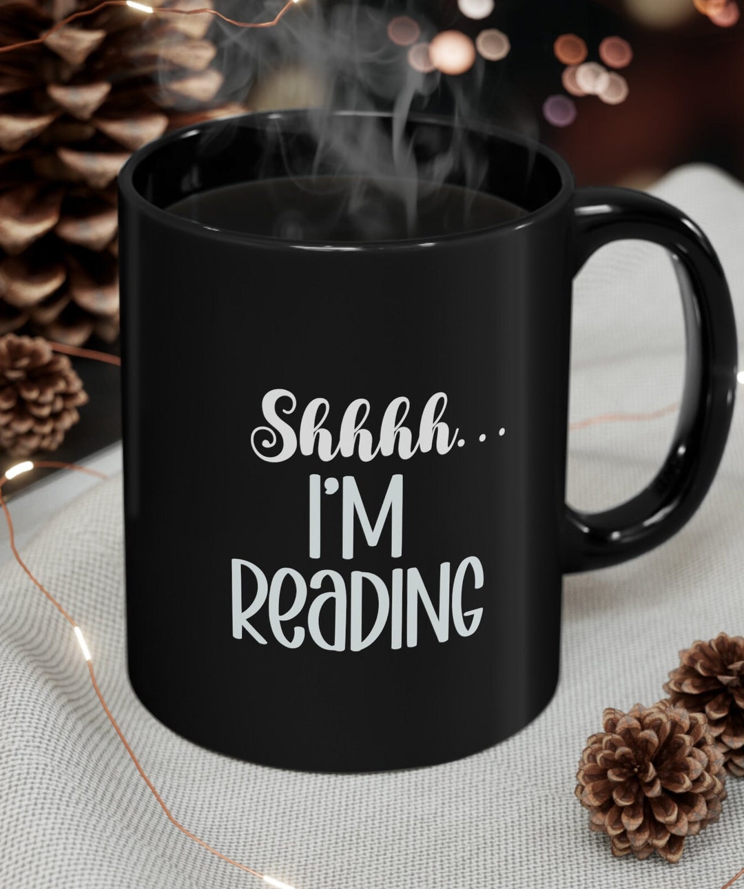 Shhh I'm Reading Mug, Bookworm Gift, Ceramic Coffee Cup - Etsy