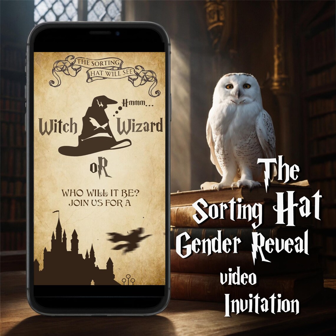Sorting Hat Gender Reveal Video Invitation,boy or Girl Magical Gender ...