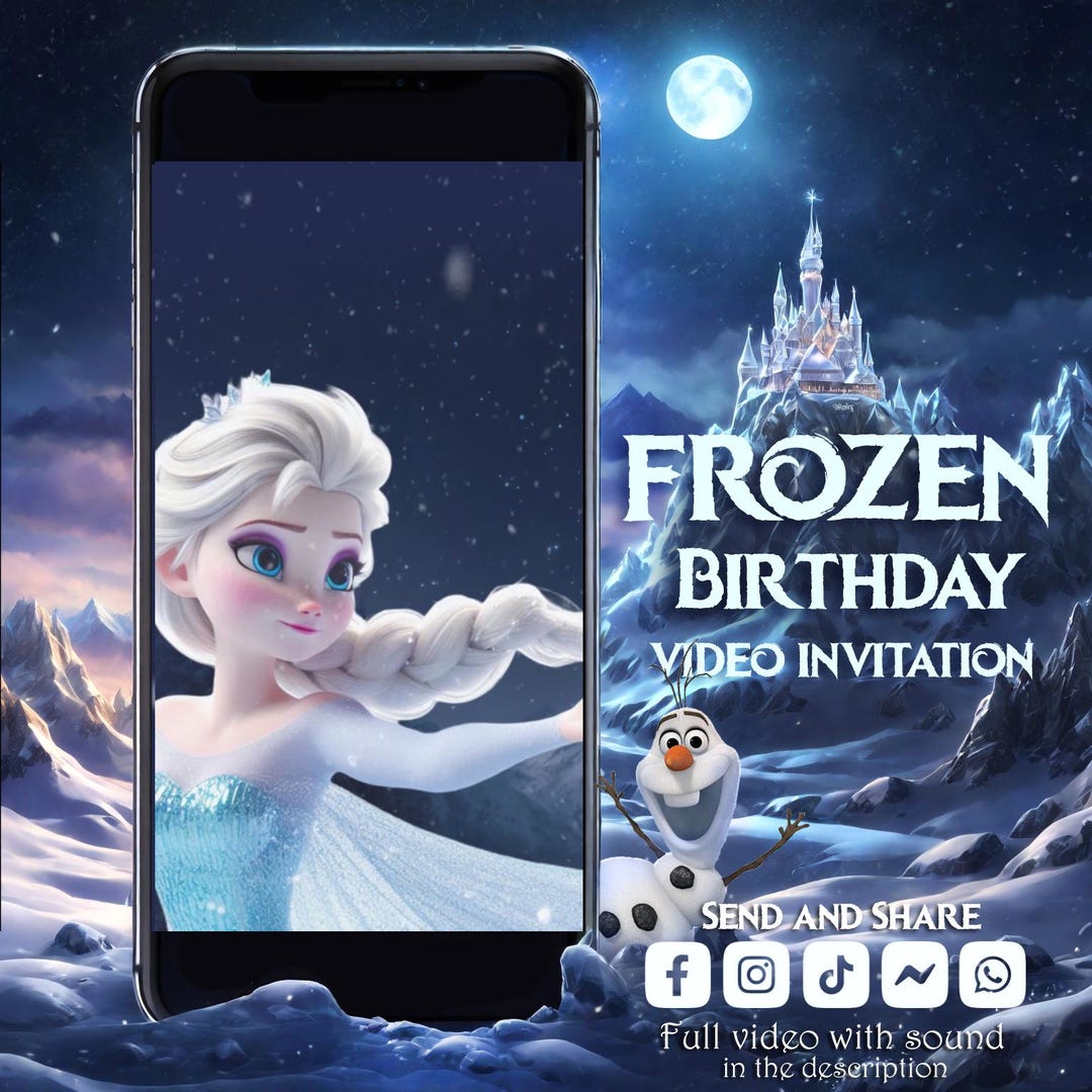 Frozen Video Birthday Invitation,frozen Birthday Party Invitation,elsa ...