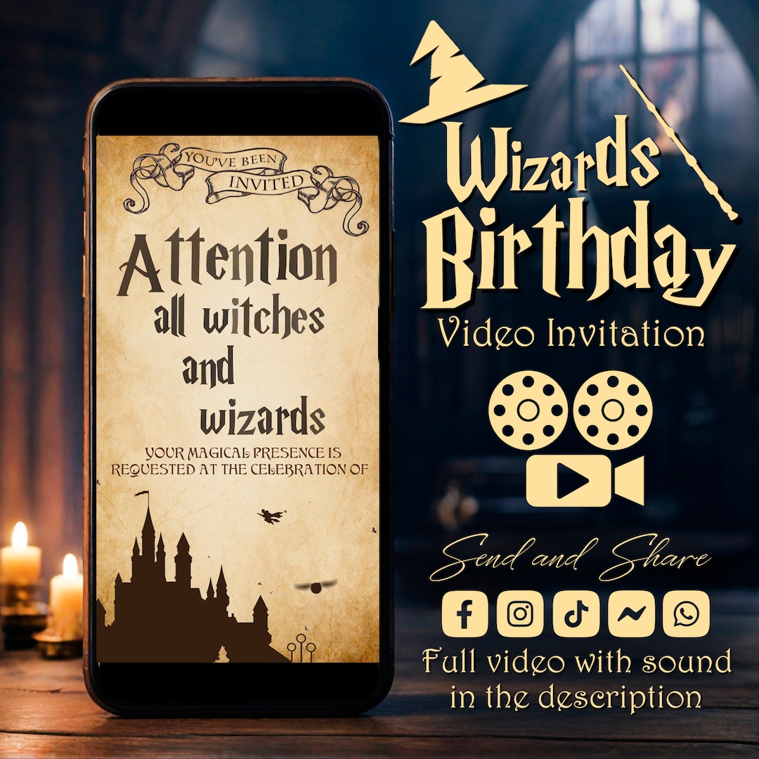 Wizard Birthday Video Invitation,wizard Party Invitation,animated ...